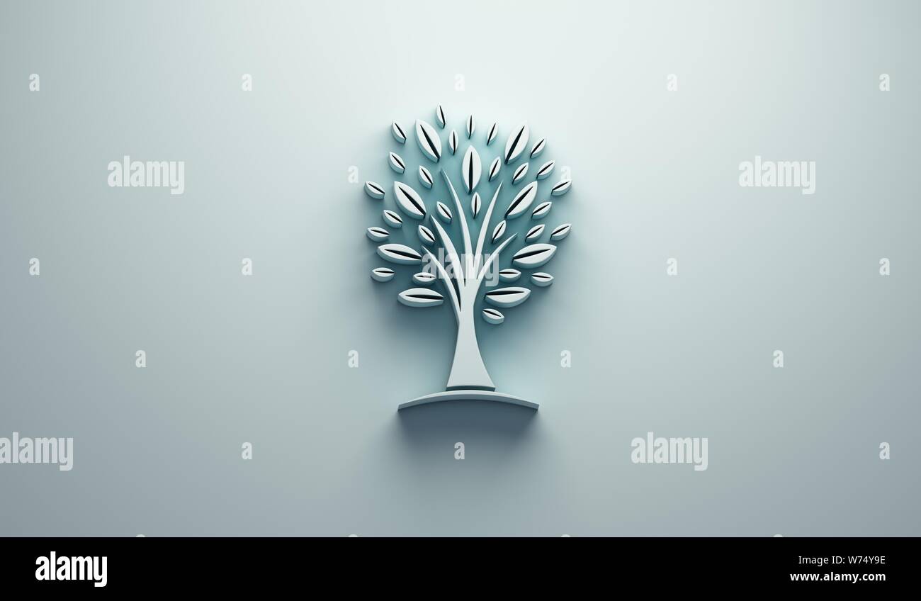Beauty Tree in light blue color. 3D Render Illustration Stock Photo - Alamy