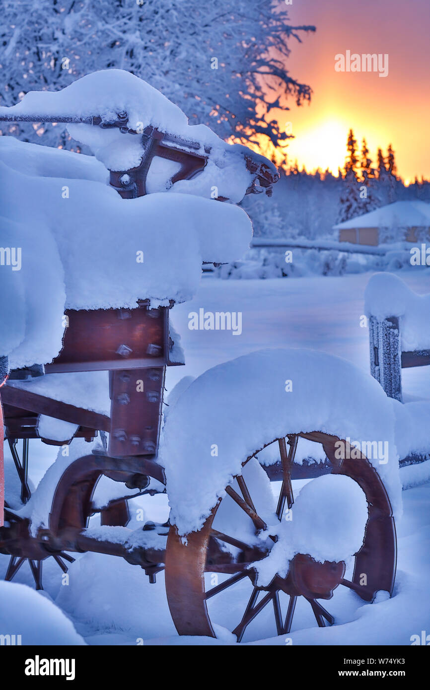 Winter Sunset in Fairbanks, Alaska Stock Photo - Alamy