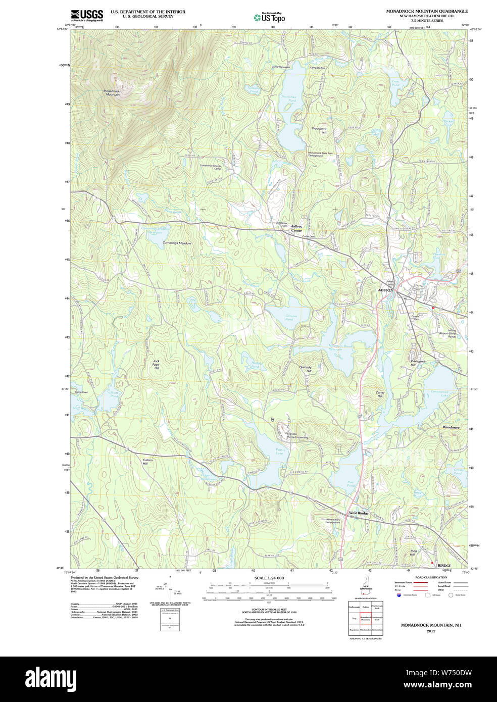 USGS TOPO Map New Hampshire NH Monadnock Mountain 20120613 TM ...