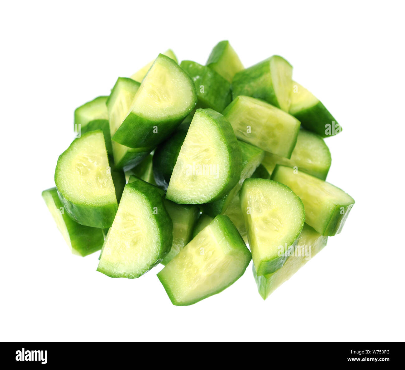 chopped cucumber isolate on white background Stock Photo - Alamy