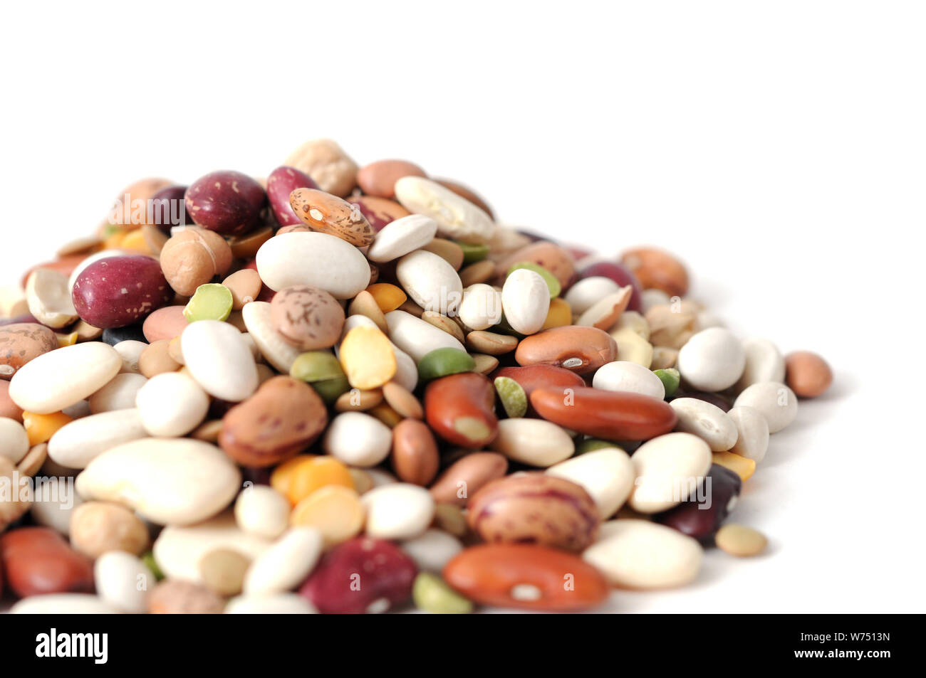 mix beans on white background Stock Photo - Alamy