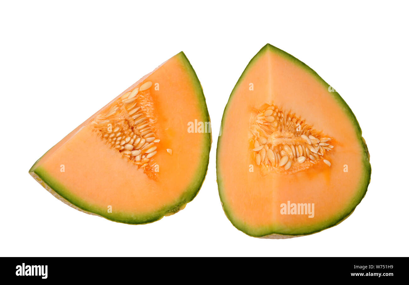 cutting melon isolate on white background Stock Photo - Alamy