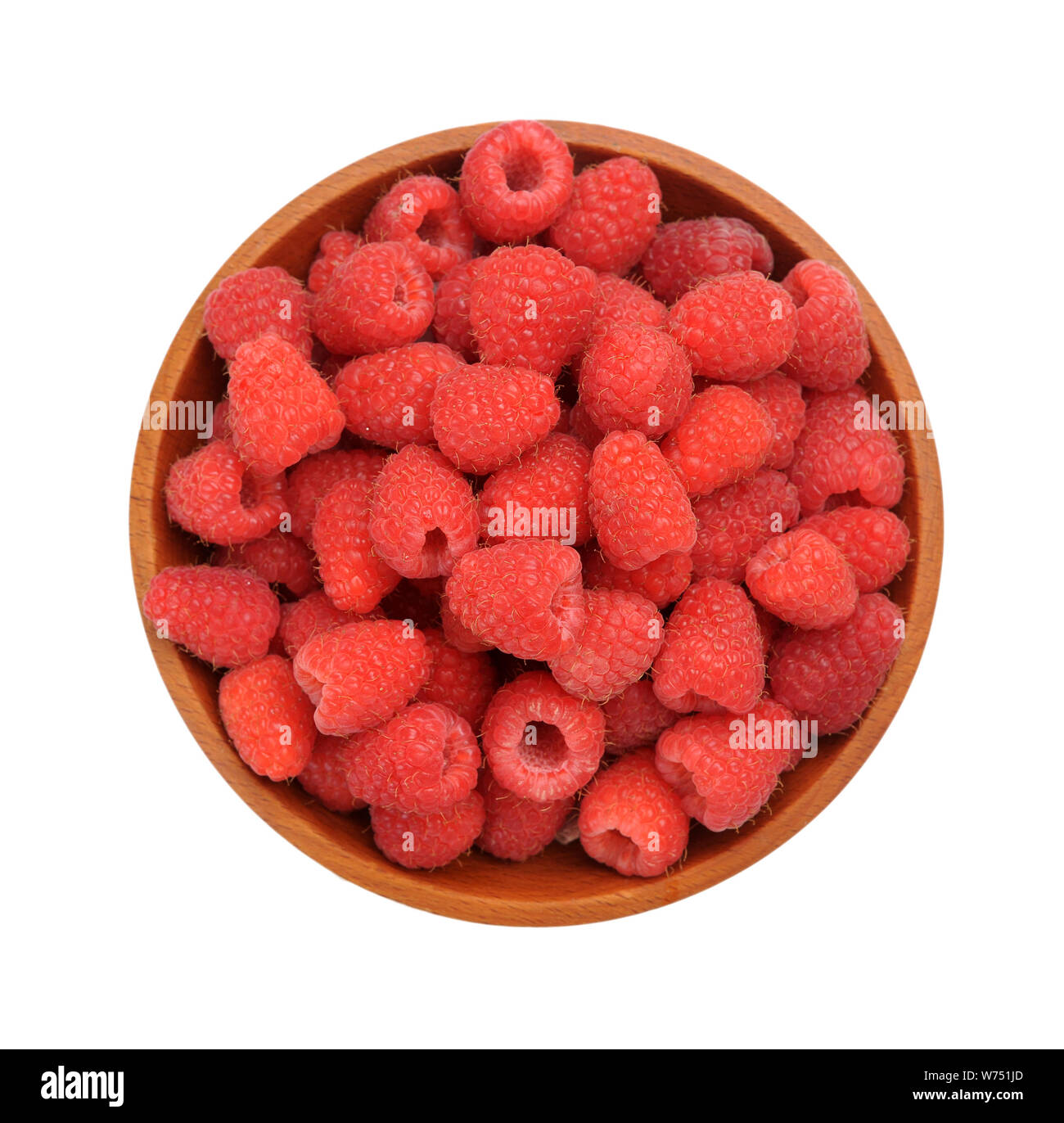 raspberry in wooden bowl isolated on white background Stock Photo - Alamy