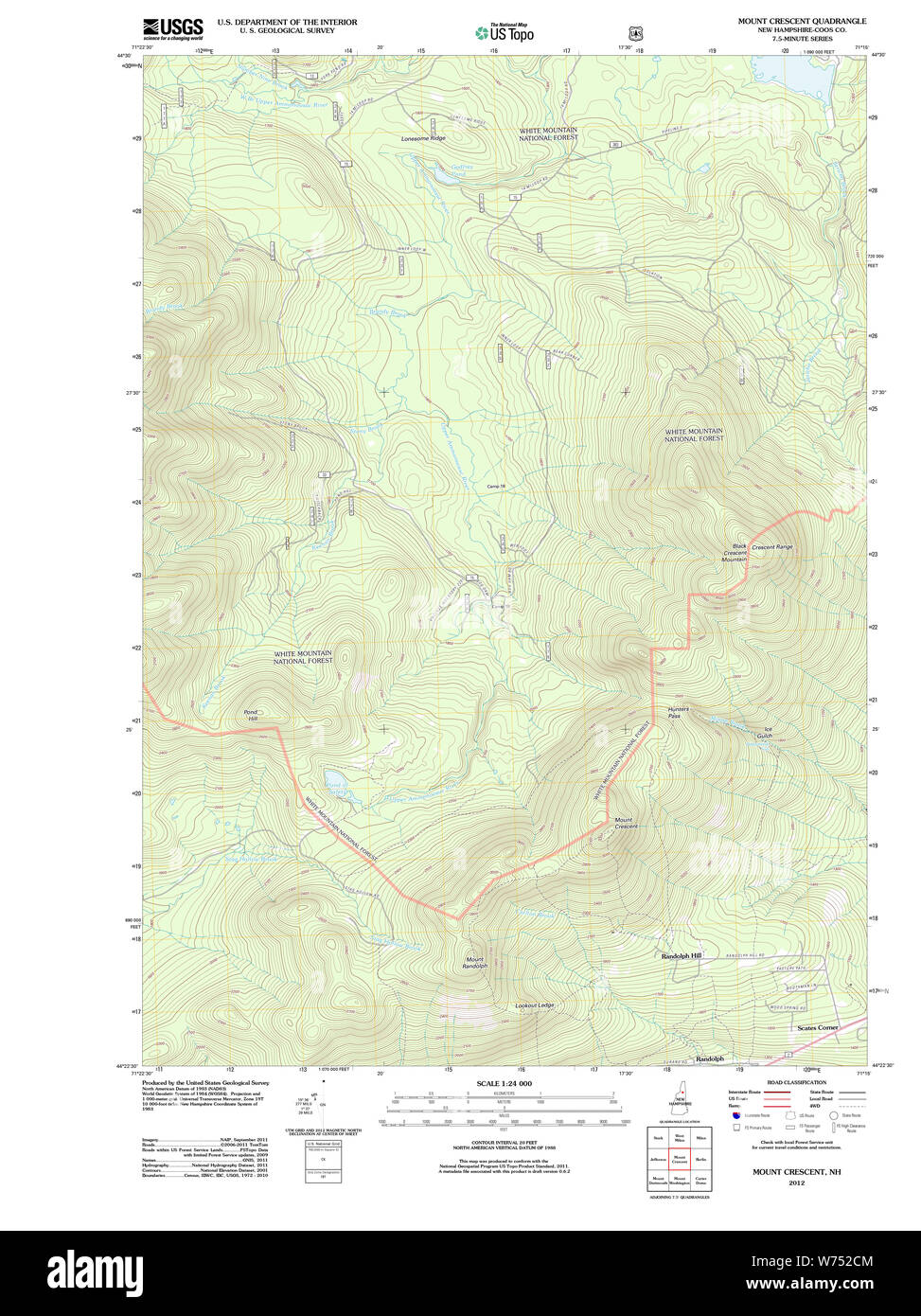 USGS TOPO Map New Hampshire NH Mount Crescent 20120615 TM Restoration ...