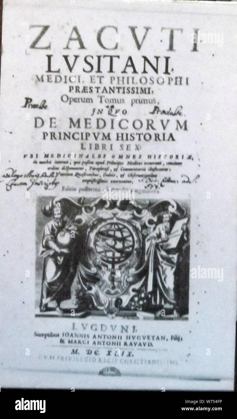 De Medicorum Principum Historia, Zacutus Lusitanus Stock Photo - Alamy