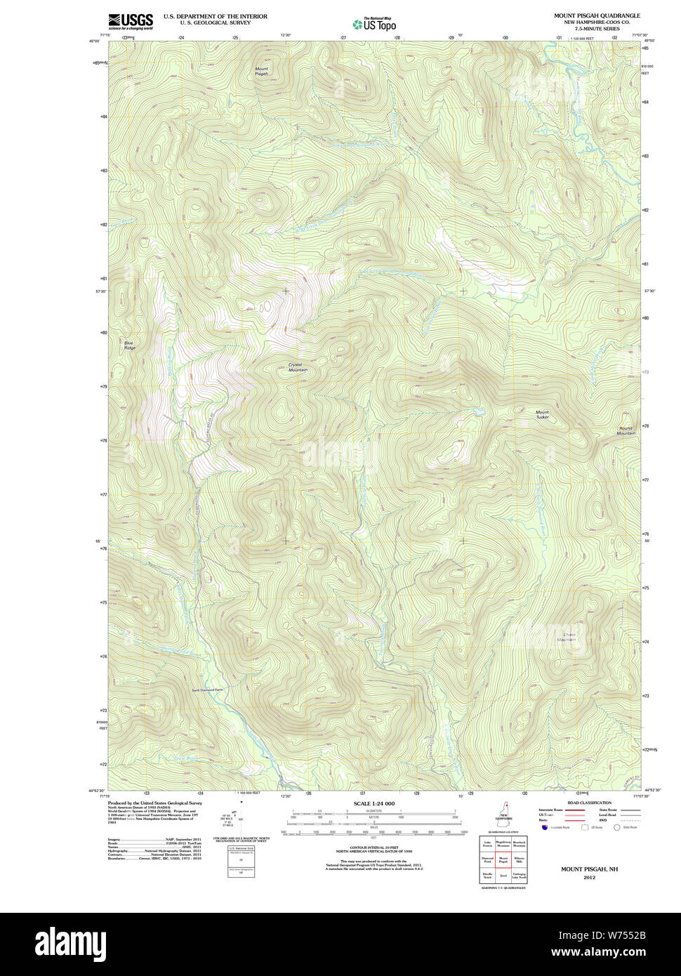 USGS TOPO Map New Hampshire NH Mount Pisgah 20120508 TM Restoration ...