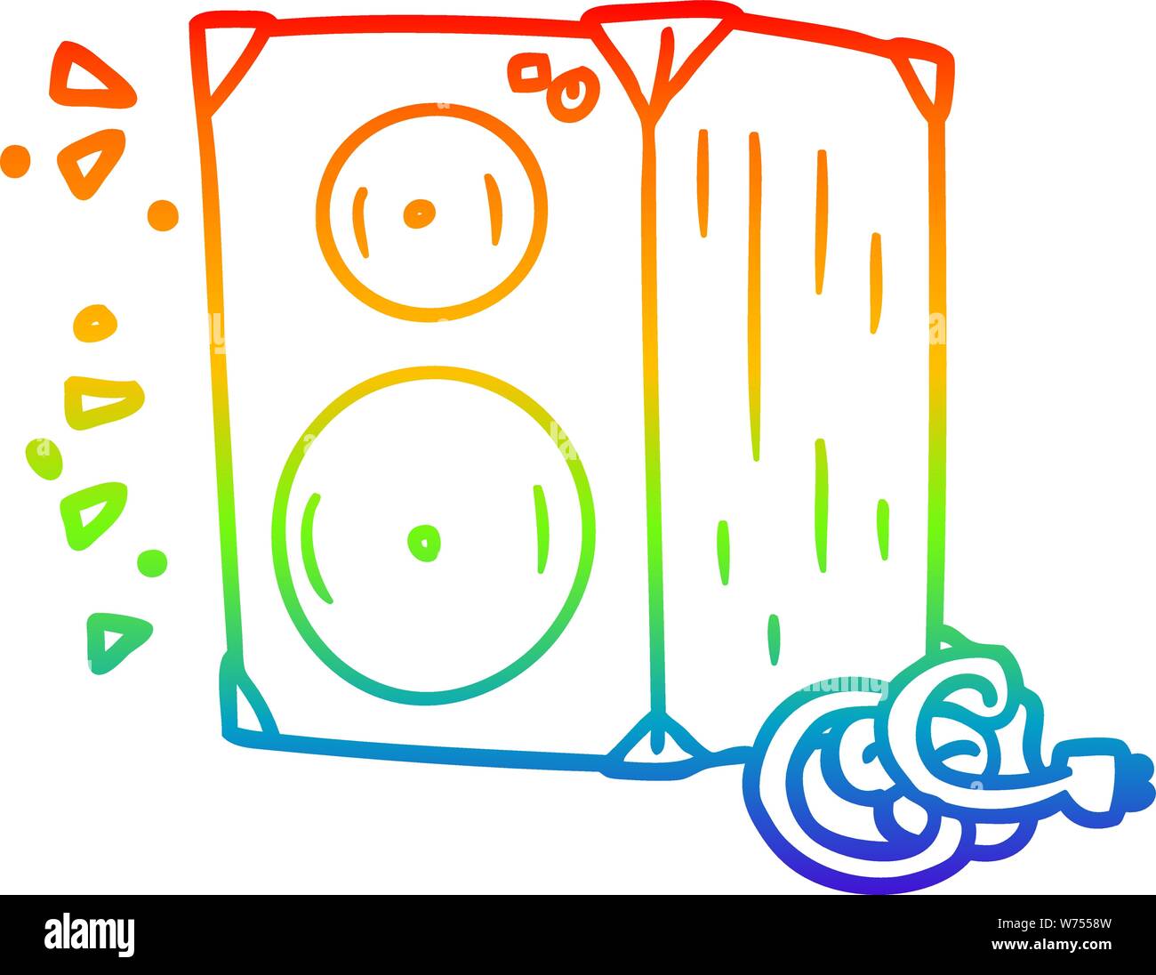 rainbow gradient line drawing of a cartoon amplifier Stock Vector Image ...