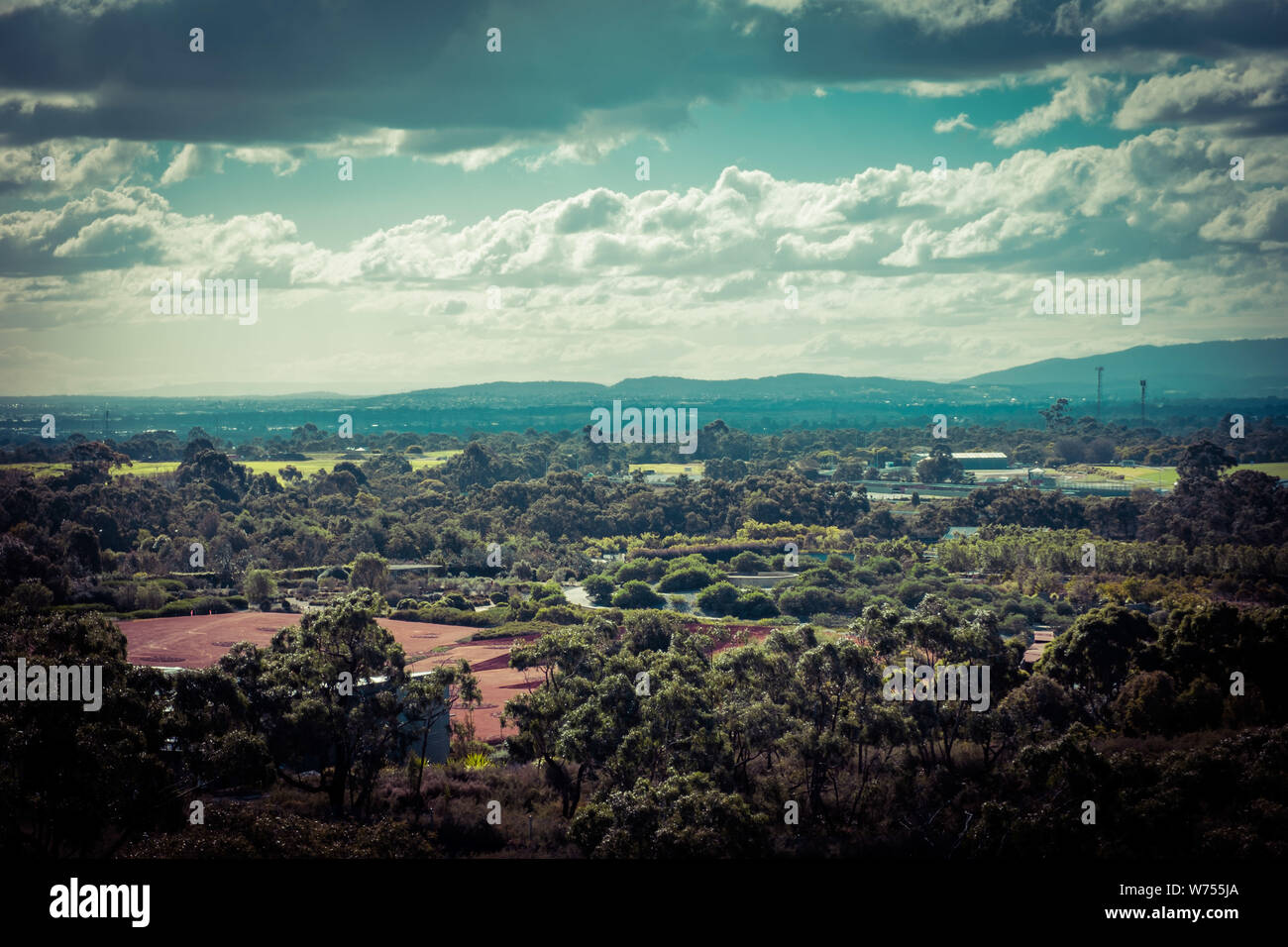 Landscape of native Australian countryside in Cranbourne, Victoria ...