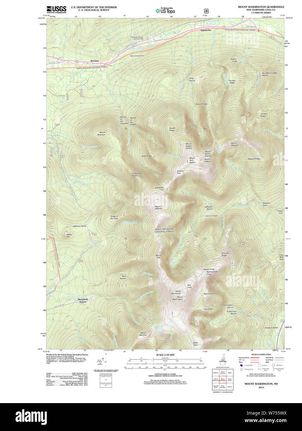 New hampshire mount washington map hi-res stock photography and images ...