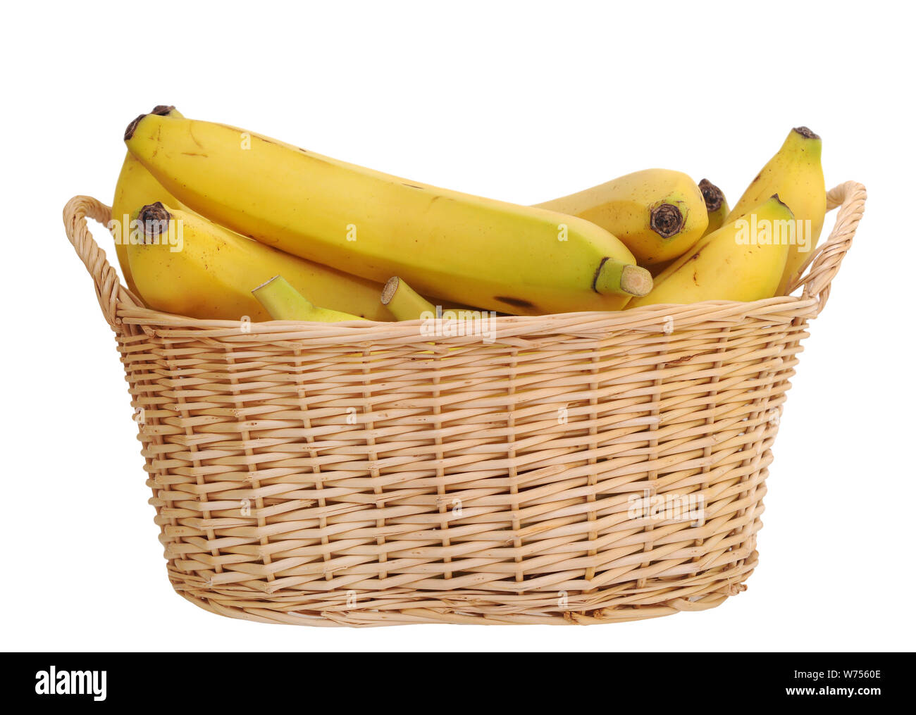 bananas in basket isolated on white background Stock Photo - Alamy