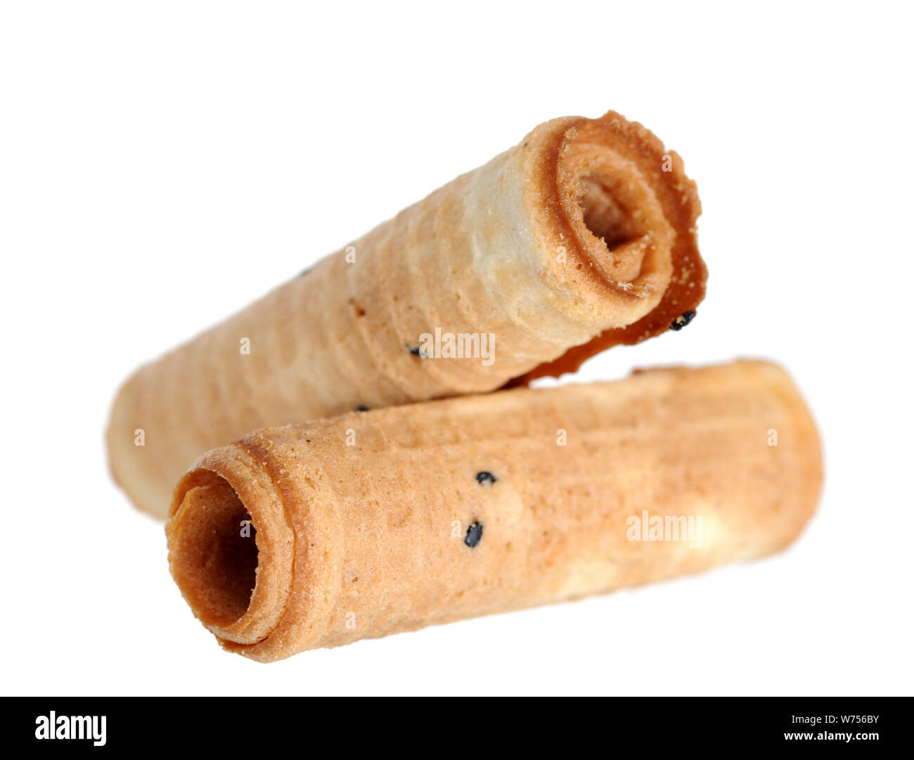 caramel waffle rolls (Asian style) isolate on white Stock Photo - Alamy