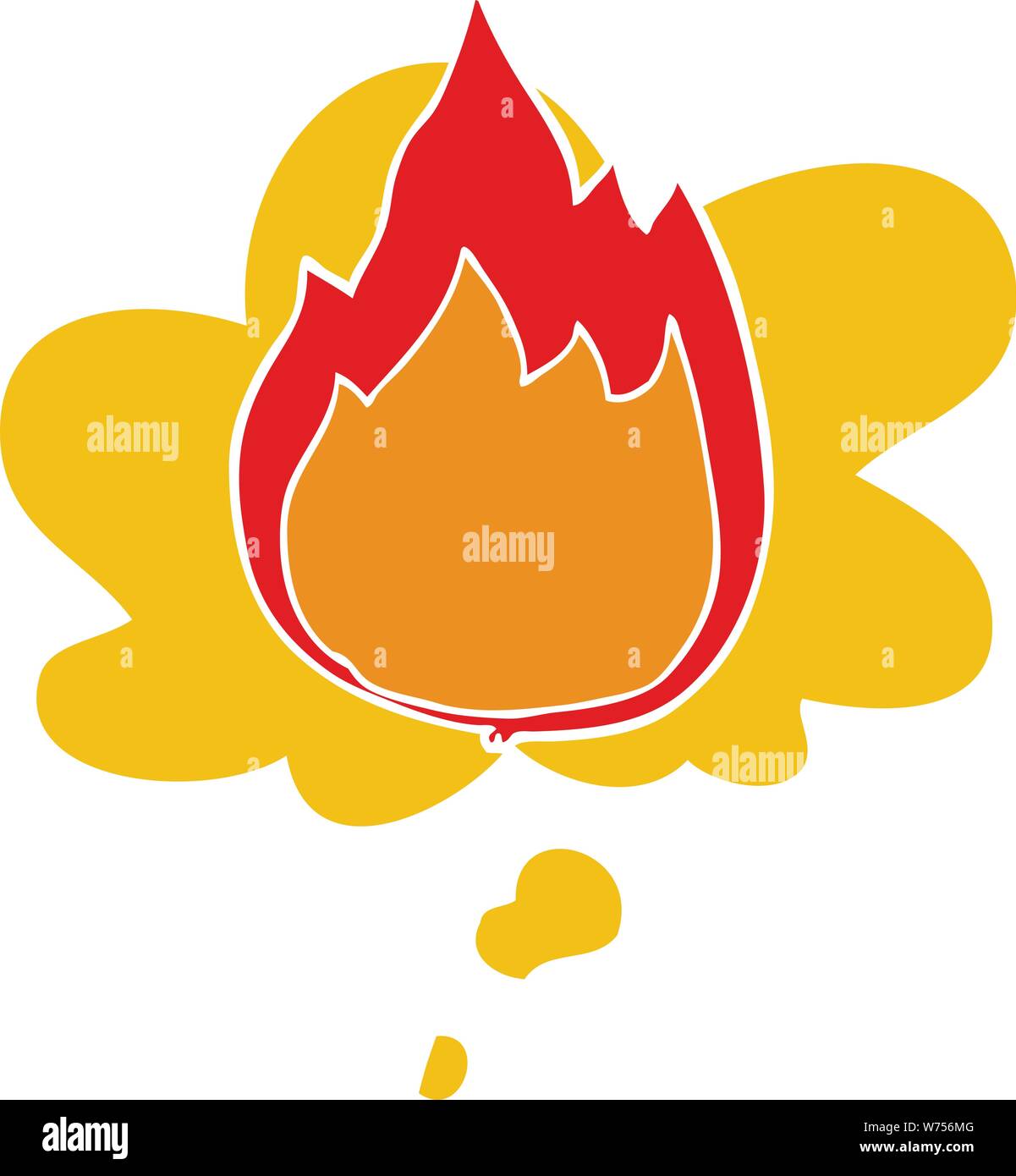 cartoon fire with thought bubble in retro style Stock Vector Image ...
