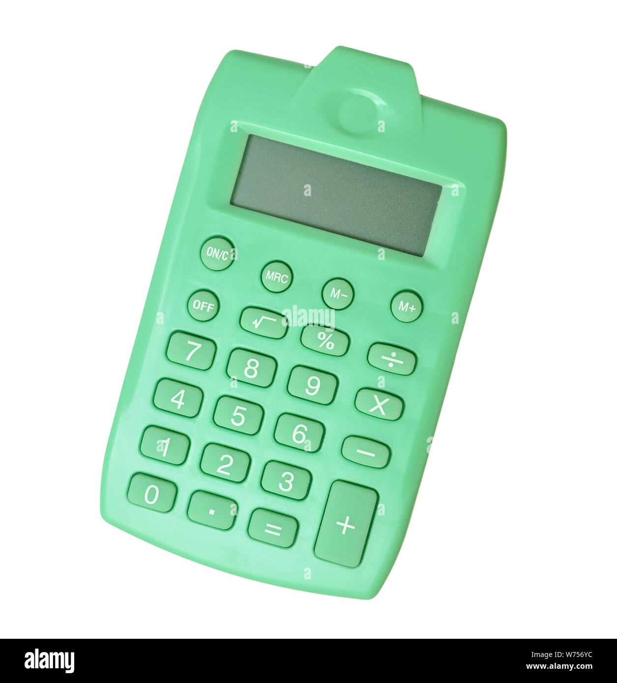 green calculator isolated on white background Stock Photo - Alamy