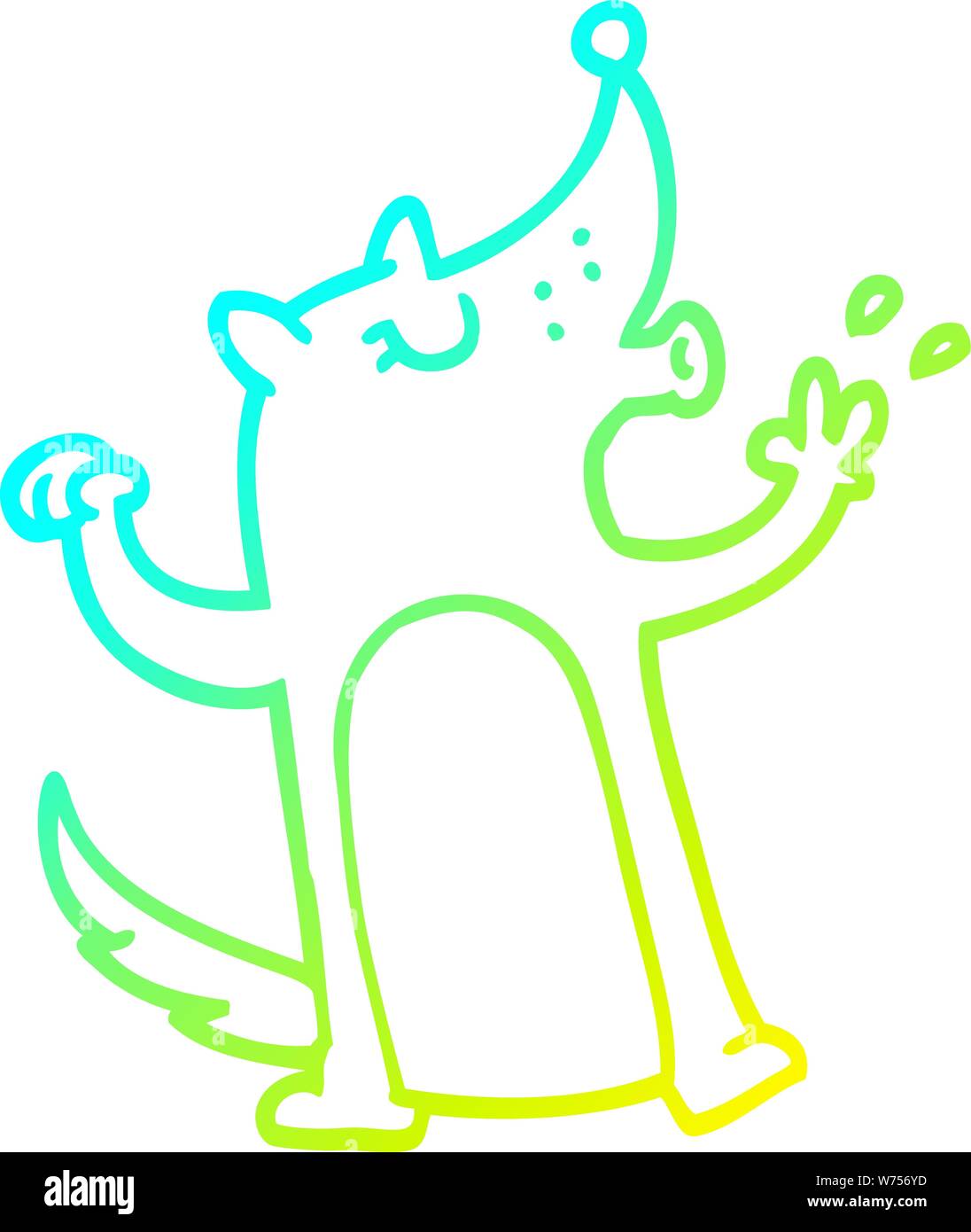 cold gradient line drawing of a cartoon whistling wolf Stock Vector ...