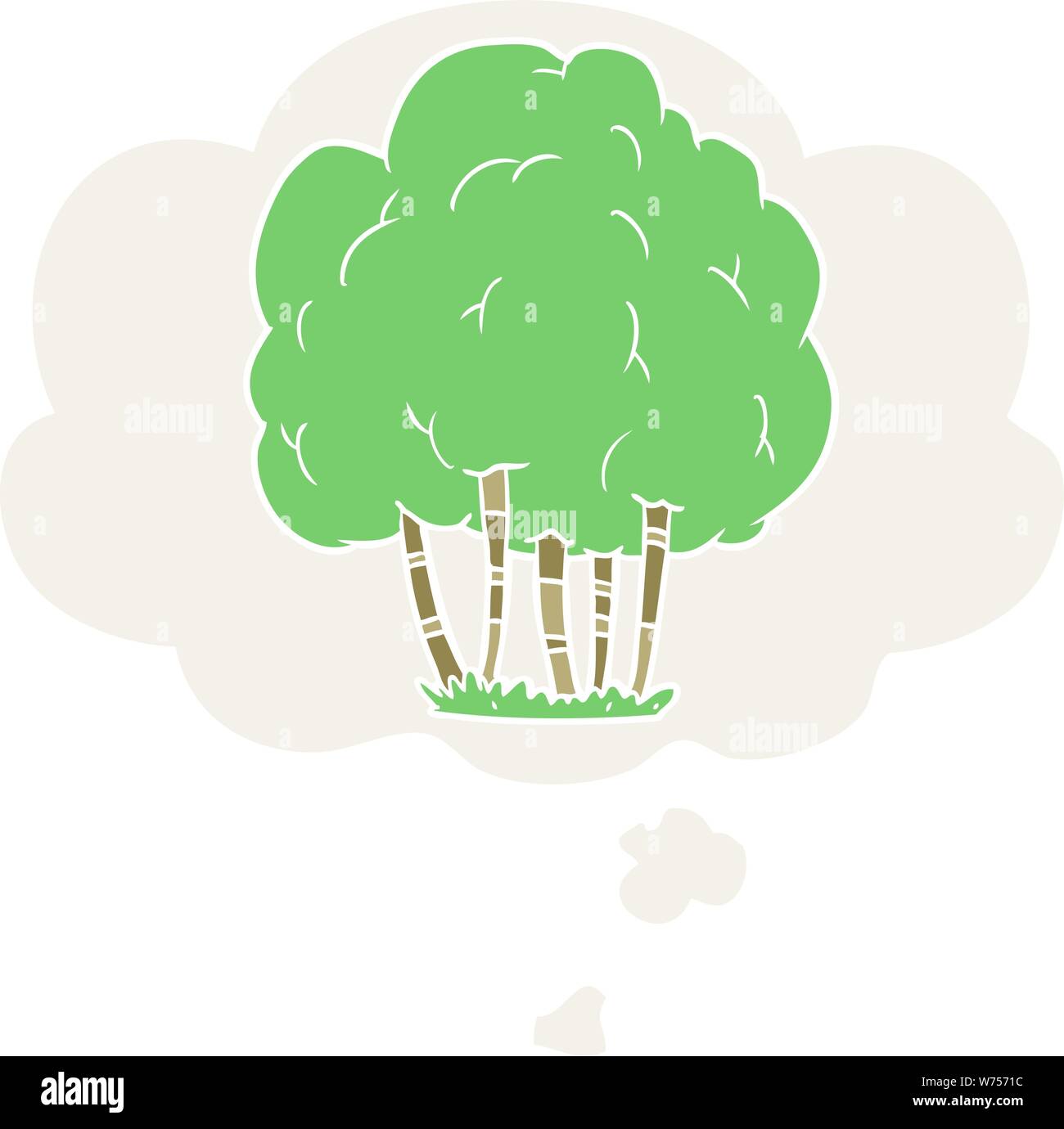 cartoon tree with thought bubble in retro style Stock Vector Image ...