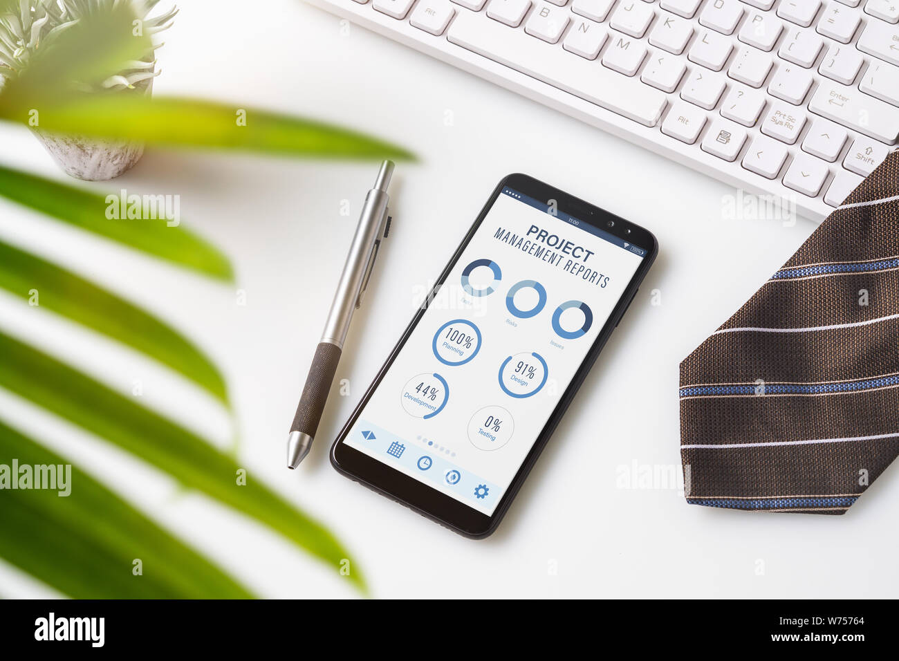 Project management dashboard reports data analytics concept. Close up ...