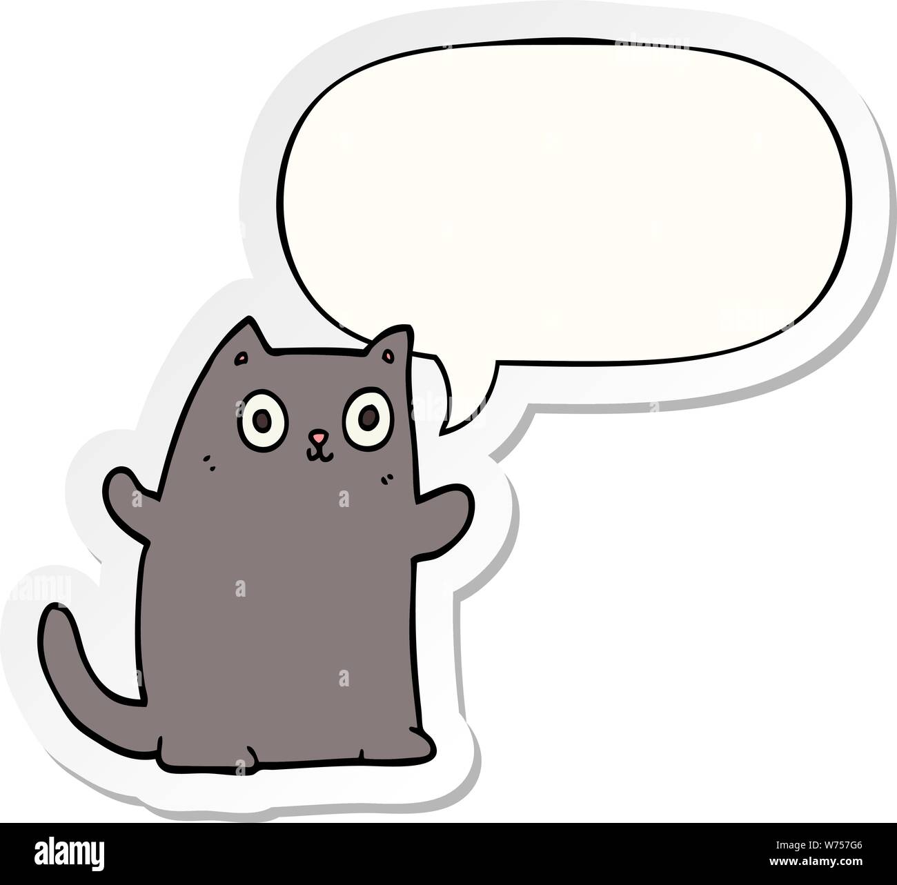 cartoon cat with speech bubble sticker Stock Vector Image & Art - Alamy