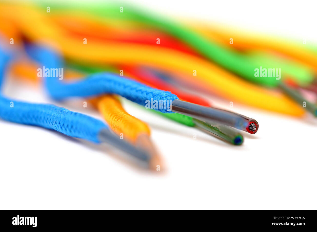 multicolor linen rope on white Stock Photo - Alamy