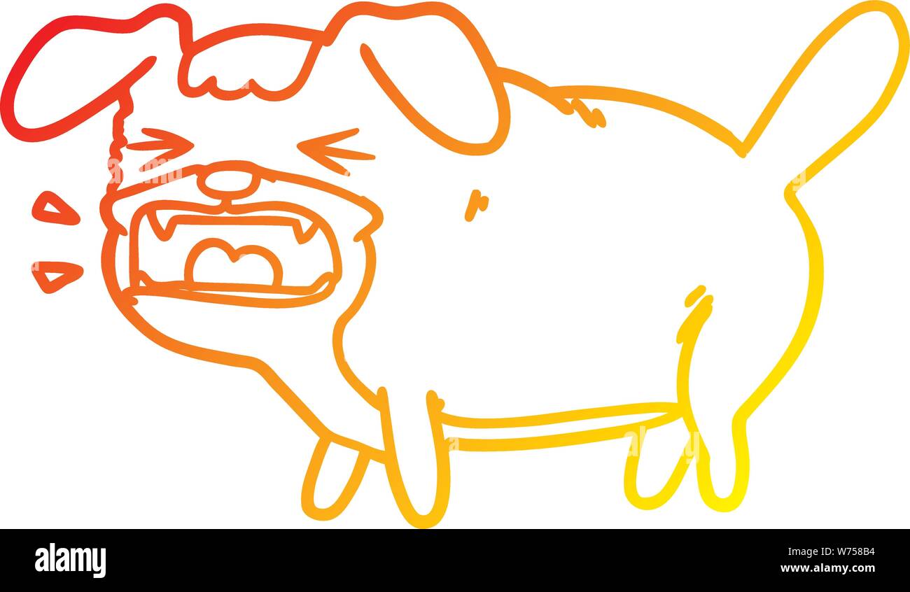warm gradient line drawing of a cartoon dog barking Stock Vector Image ...