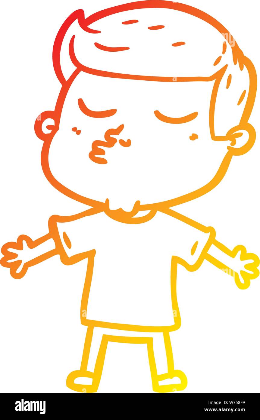 warm gradient line drawing of a cartoon model guy pouting Stock Vector ...