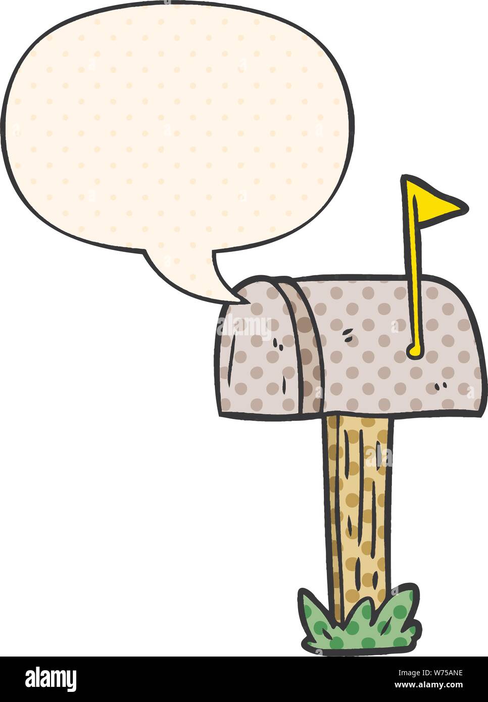 cartoon mailbox with speech bubble in comic book style Stock Vector ...