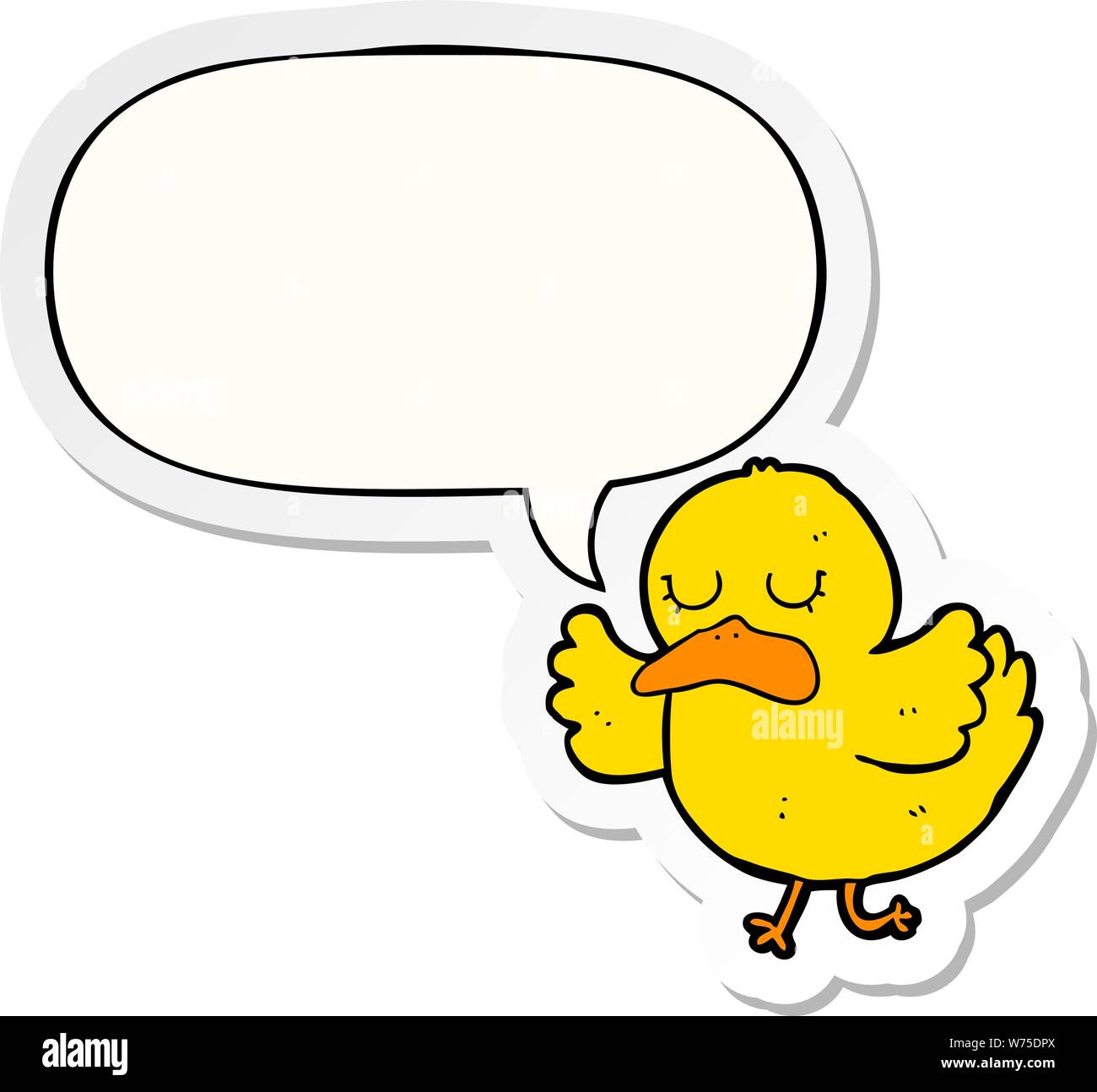 cartoon duck with speech bubble sticker Stock Vector Image & Art - Alamy
