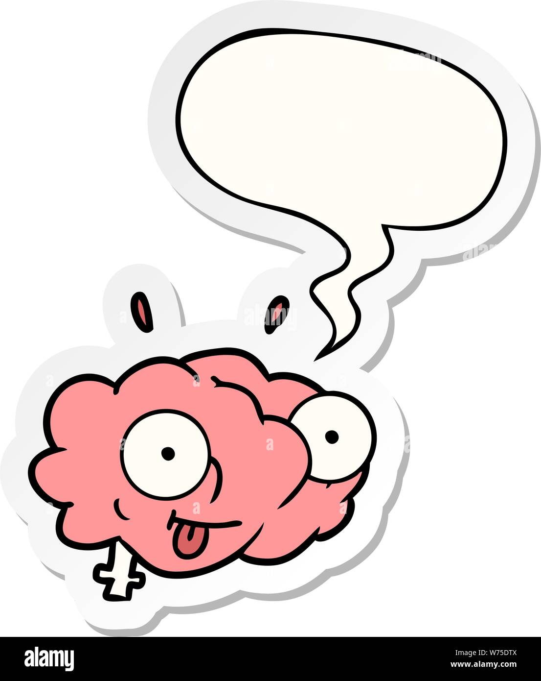funny cartoon brain with speech bubble sticker Stock Vector Image & Art ...