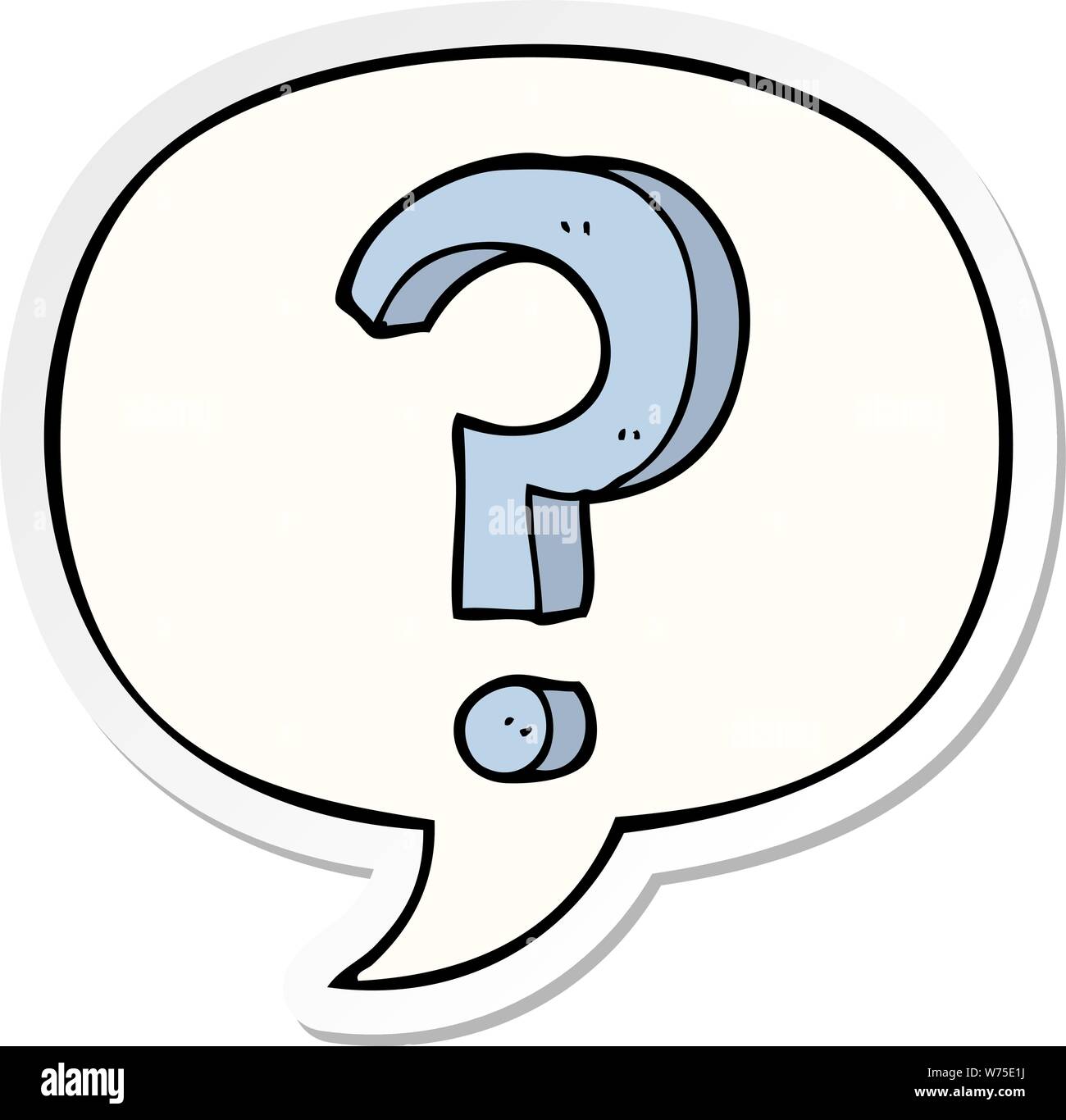 cartoon question mark with speech bubble sticker Stock Vector Image ...