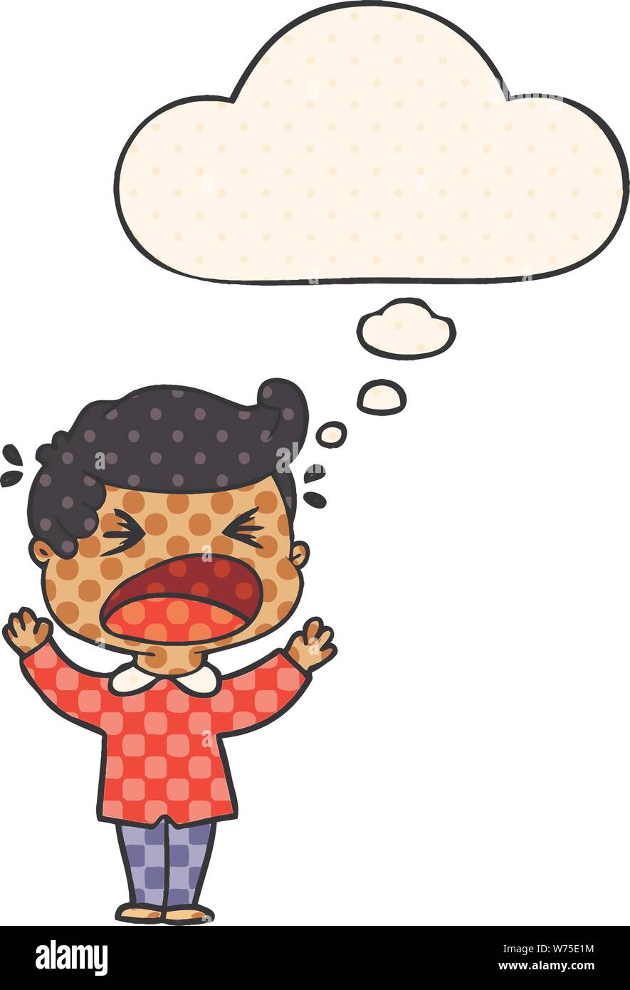 cartoon shouting man with thought bubble in comic book style Stock ...