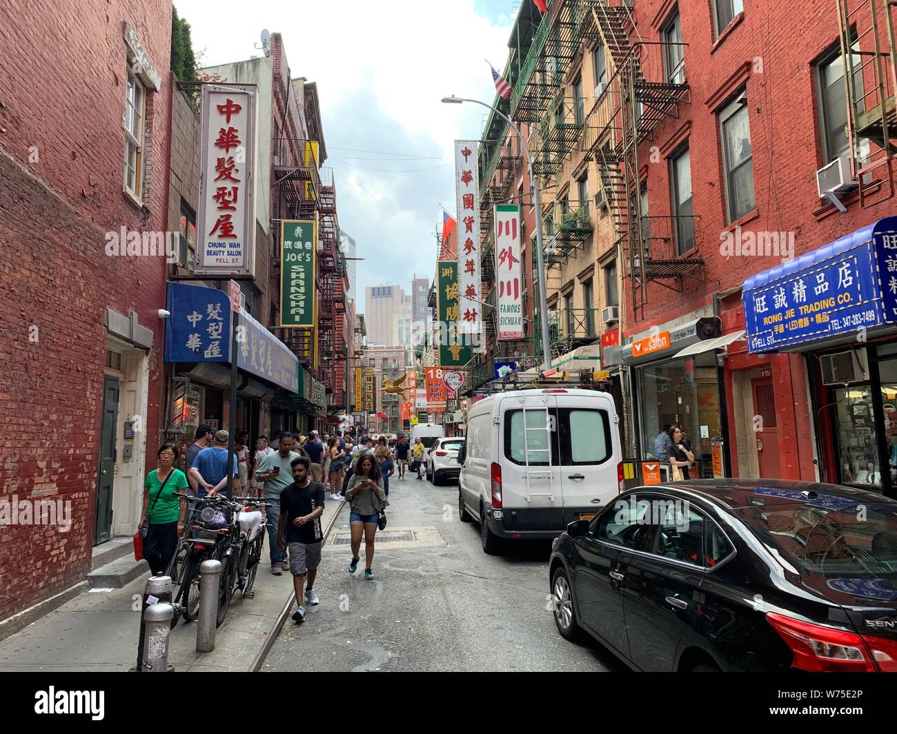 New York, USA. 27th July, 2019. Street scene in Chinatown in the ...
