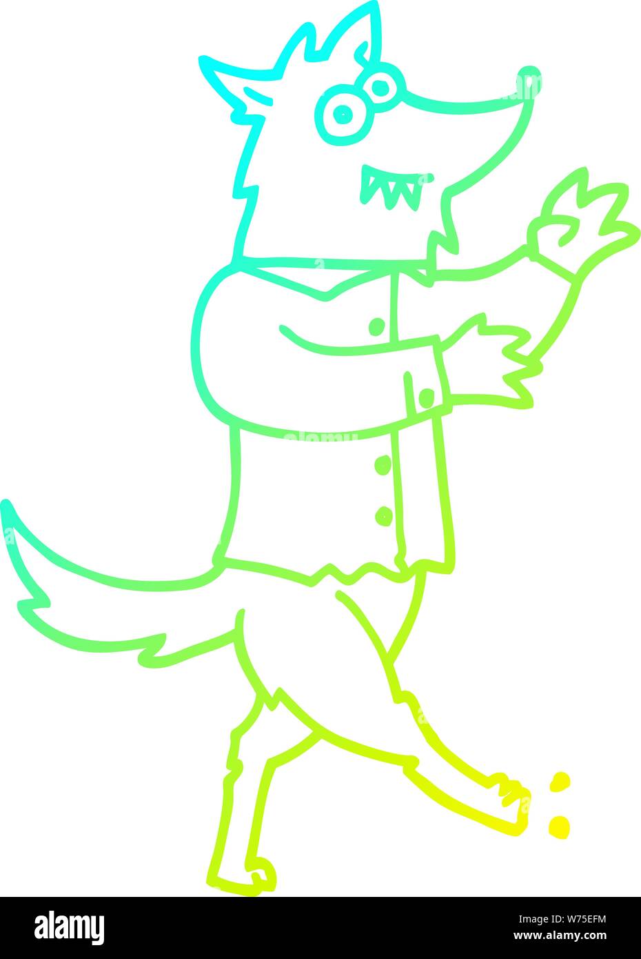 cold gradient line drawing of a cartoon werewolf Stock Vector Image ...