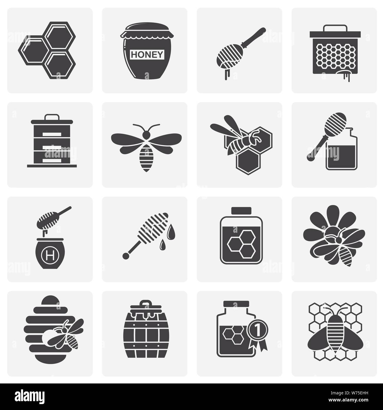 Beekeeping related icons set on background for graphic and web design ...