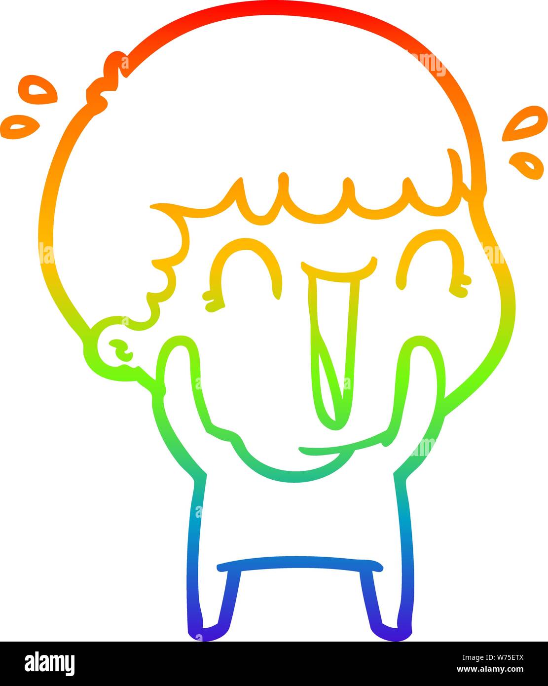 rainbow gradient line drawing of a laughing cartoon man Stock Vector ...