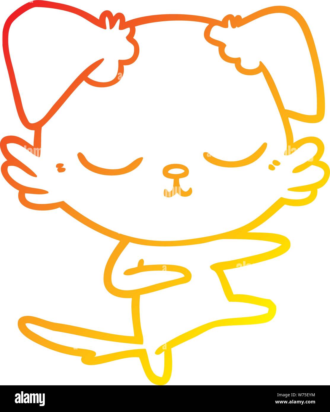 warm gradient line drawing of a cute cartoon dog Stock Vector Image ...