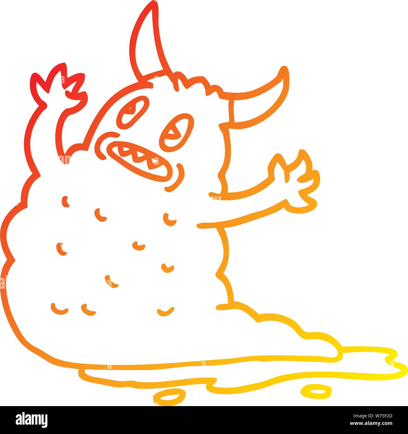 warm gradient line drawing of a cartoon demon Stock Vector Image & Art ...