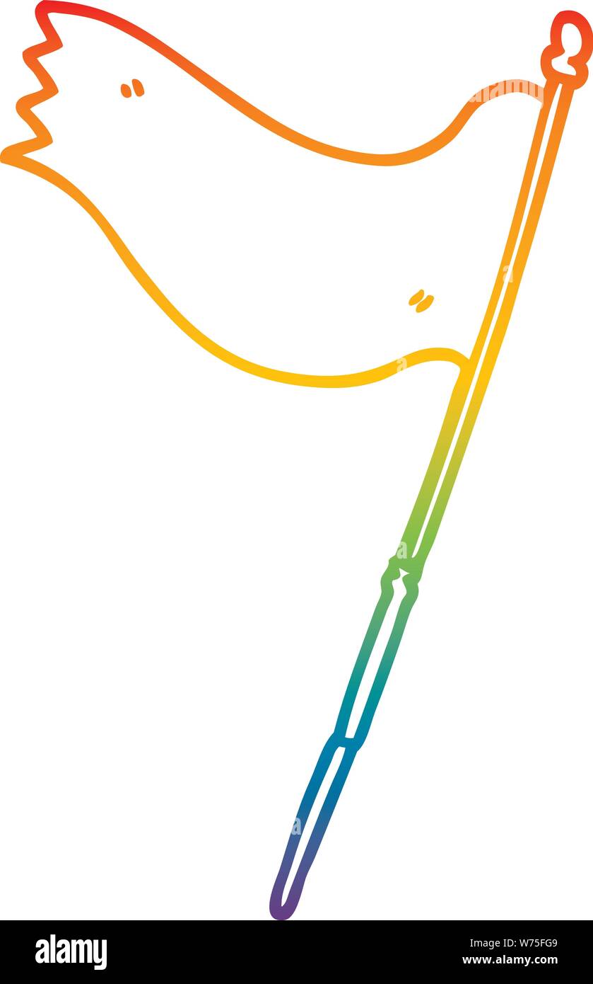 rainbow gradient line drawing of a cartoon blue flag Stock Vector Image ...