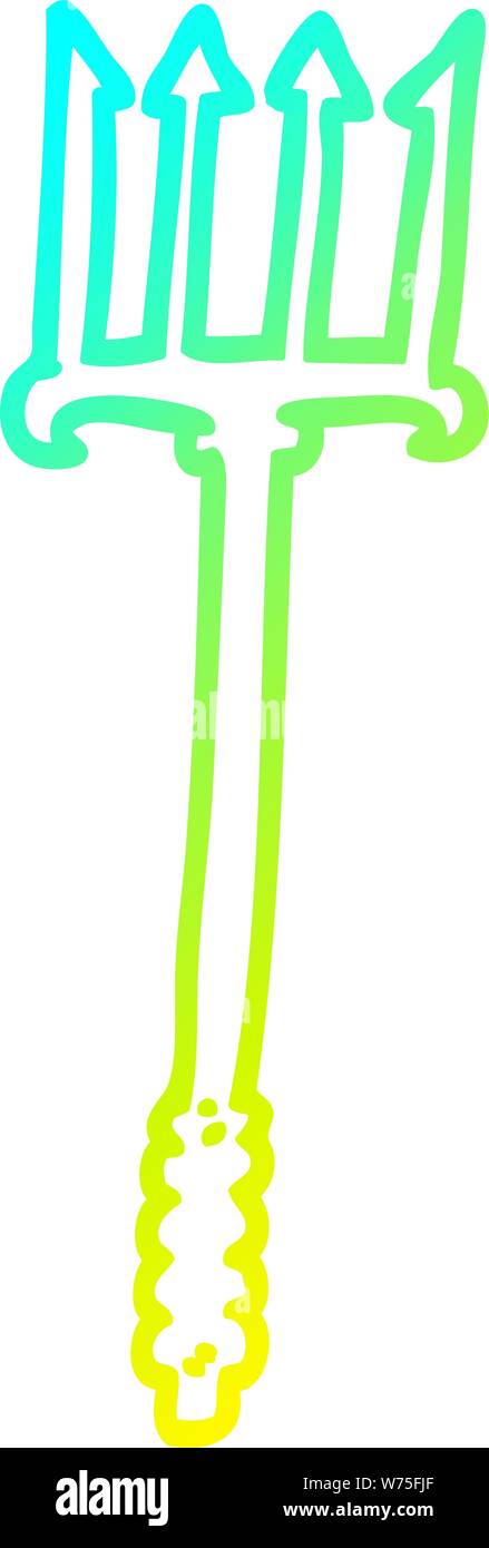 cold gradient line drawing of a cartoon trident Stock Vector Image ...