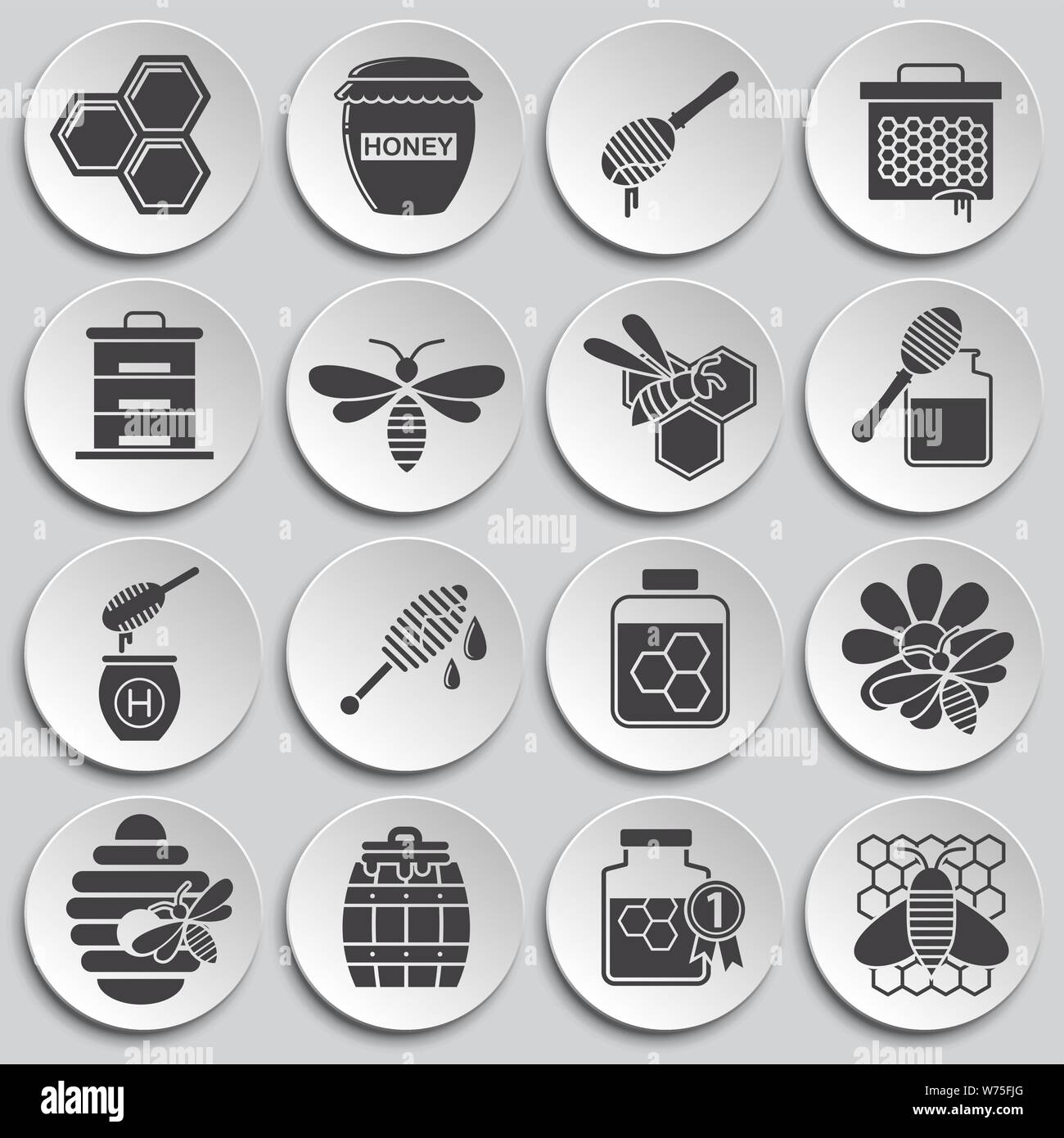 Beekeeping related icons set on background for graphic and web design ...