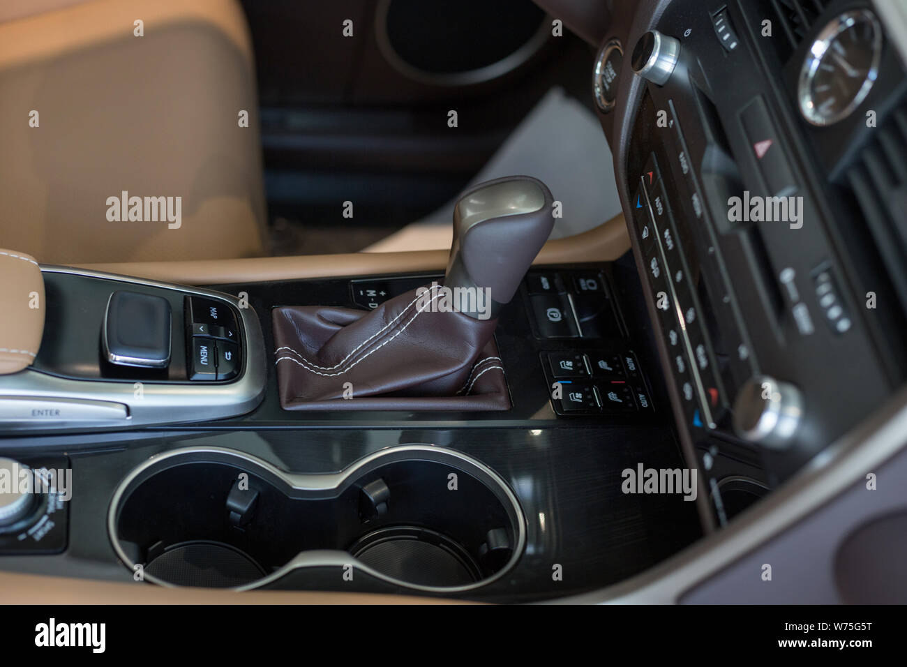 Russia, Izhevsk - July 21, 2019: Lexus showroom. Interior of new modern ...