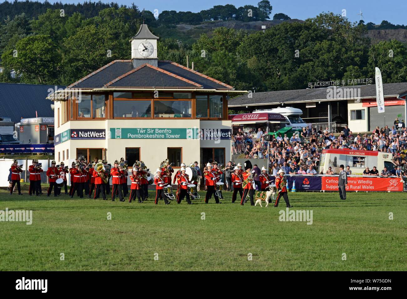 The band of the Royal Welsh Guards performs in the show ring at the ...