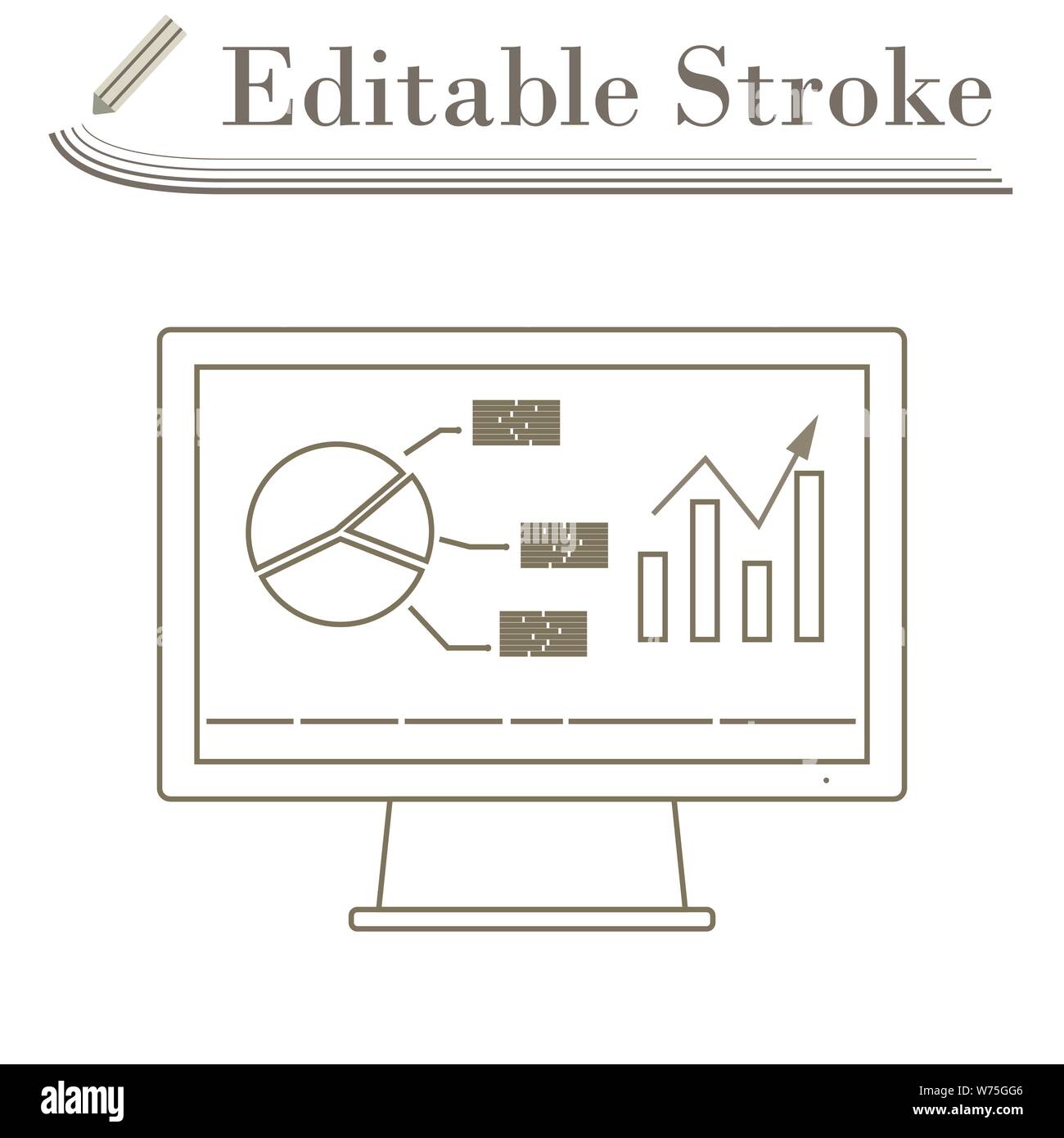 Monitor With Analytics Diagram Icon. Editable Stroke Simple Design ...