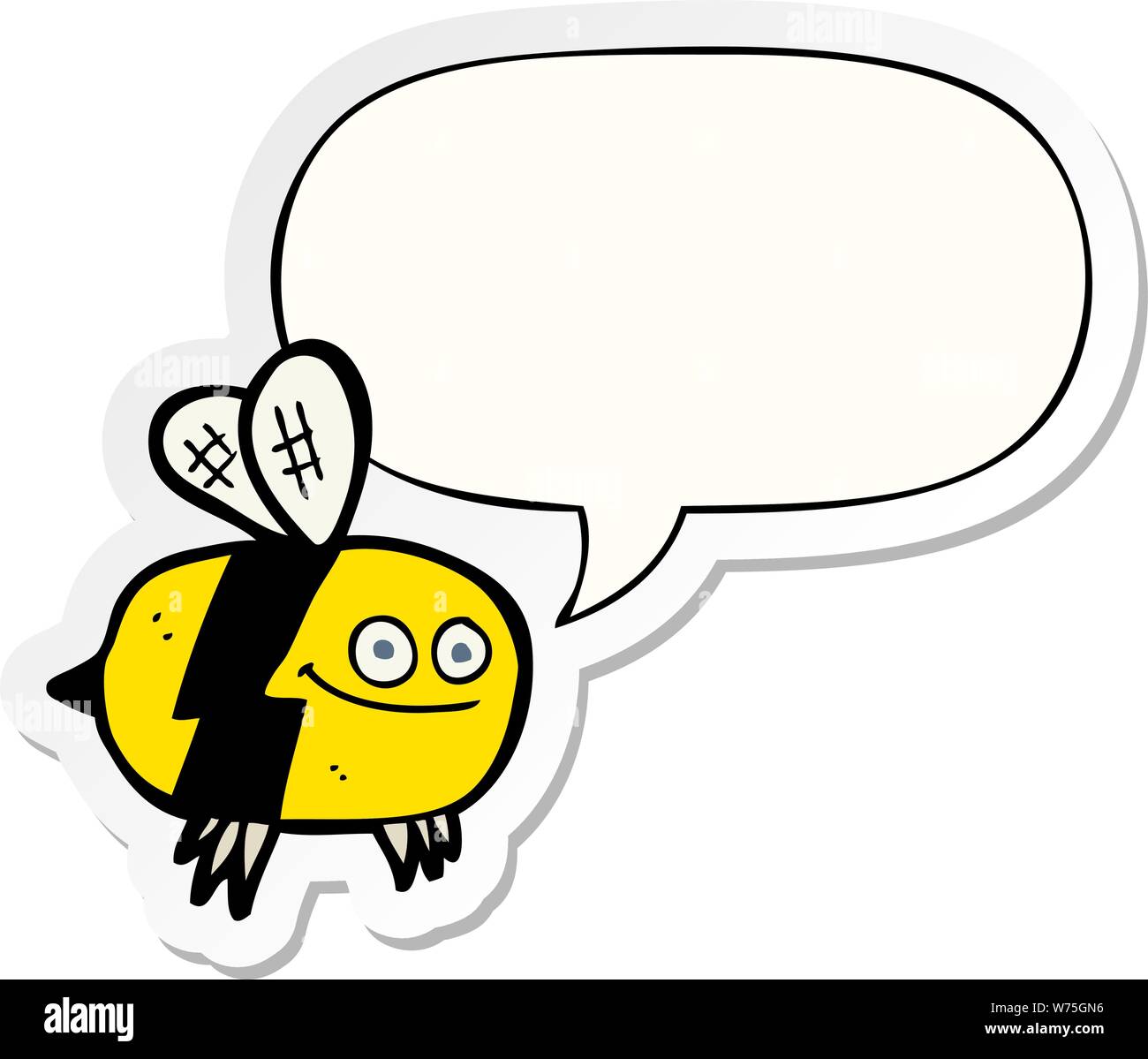 cartoon bee with speech bubble sticker Stock Vector Image & Art - Alamy