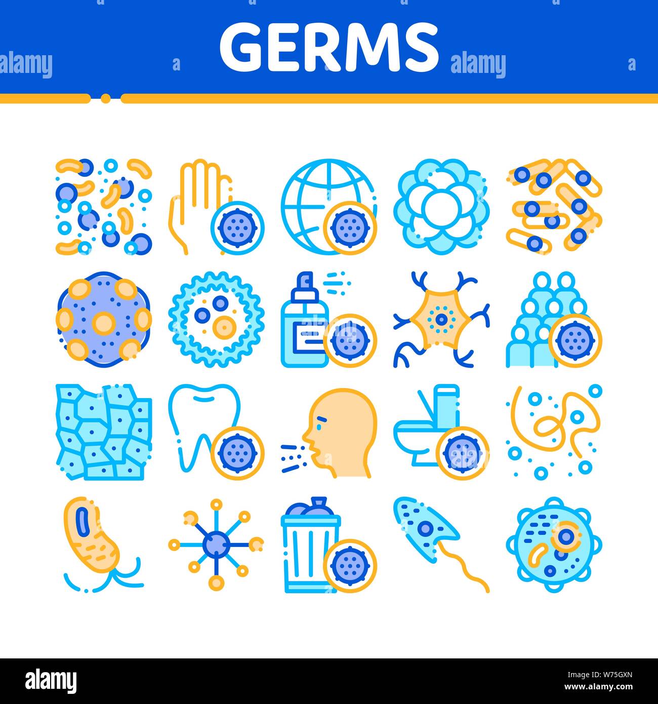 Collection Bacteria Germs Vector Sign Icons Set Stock Vector Image ...
