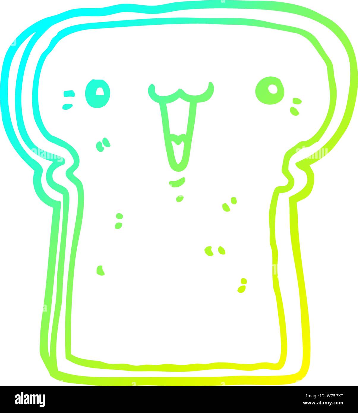 cold gradient line drawing of a cute cartoon toast Stock Vector Image ...