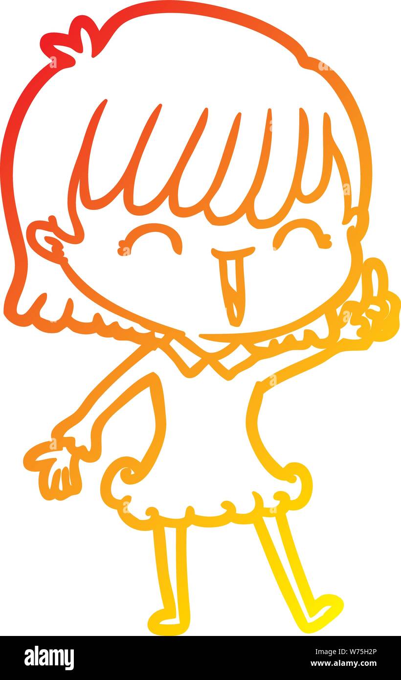 warm gradient line drawing of a cartoon woman Stock Vector Image & Art ...