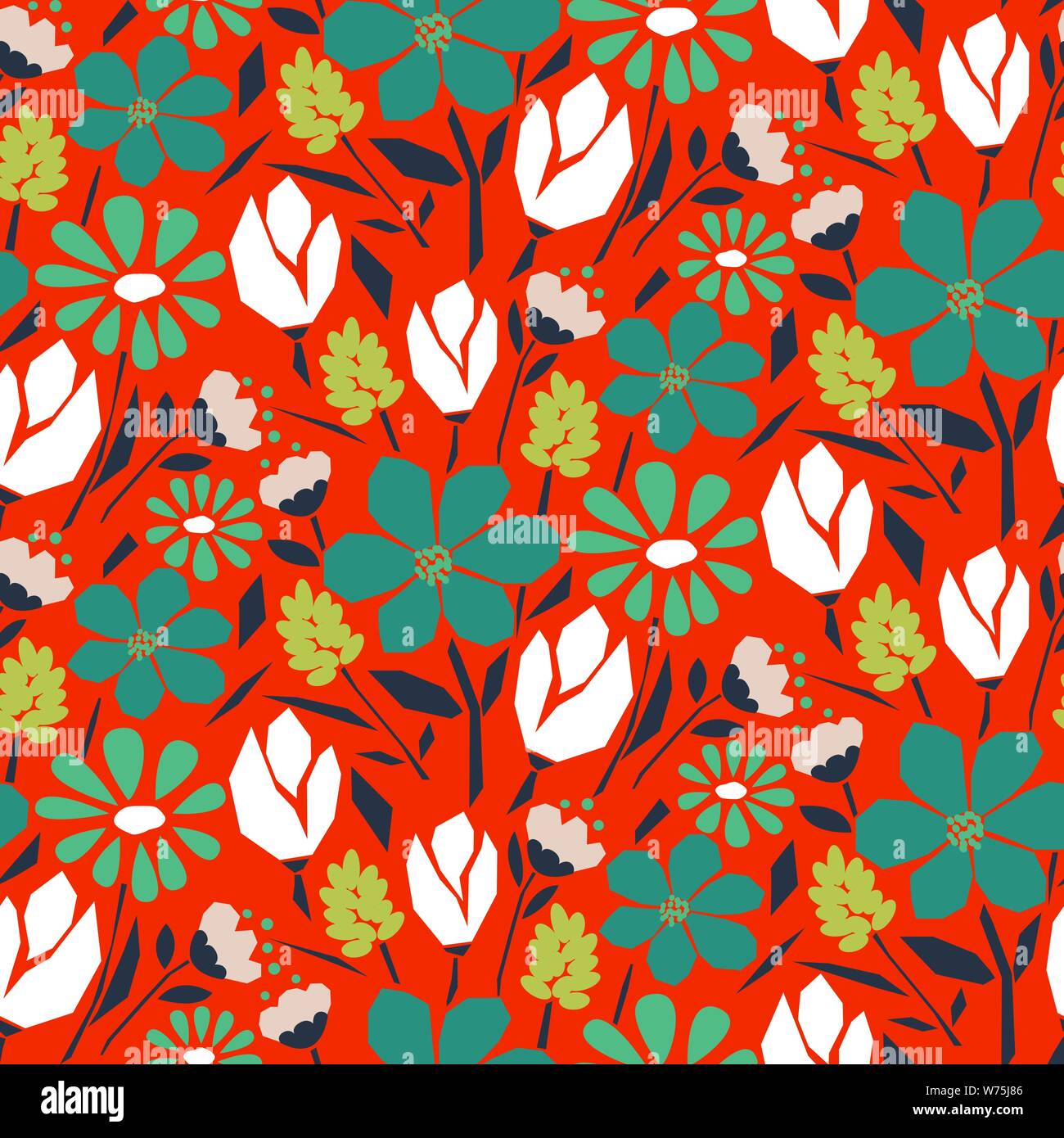 Cutout style flower seamless vector pattern Stock Vector Image & Art ...