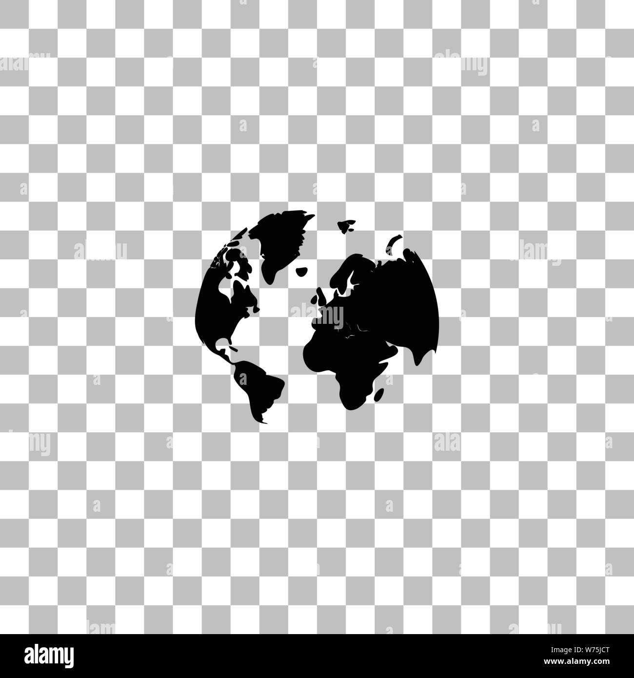 World map. Black flat icon on a transparent background. Pictogram for ...