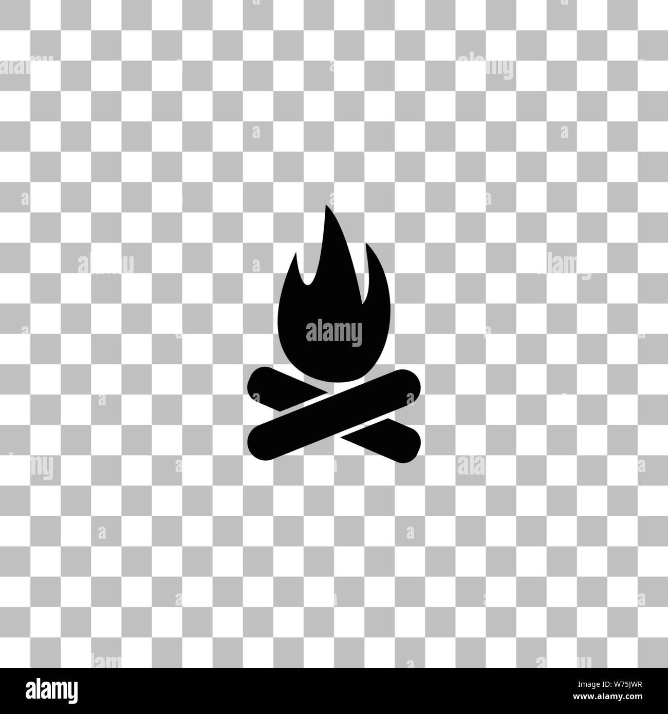 Bonfire. Black flat icon on a transparent background. Pictogram for ...