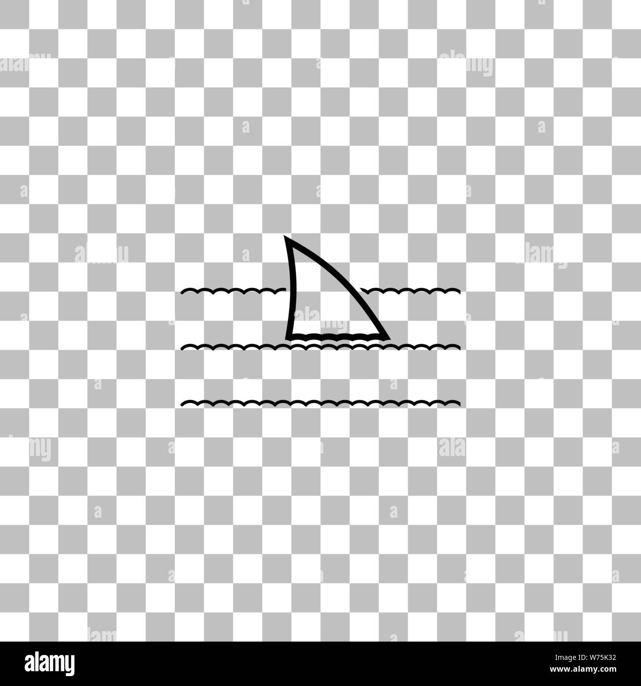 Shark fin. Black flat icon on a transparent background. Pictogram for ...