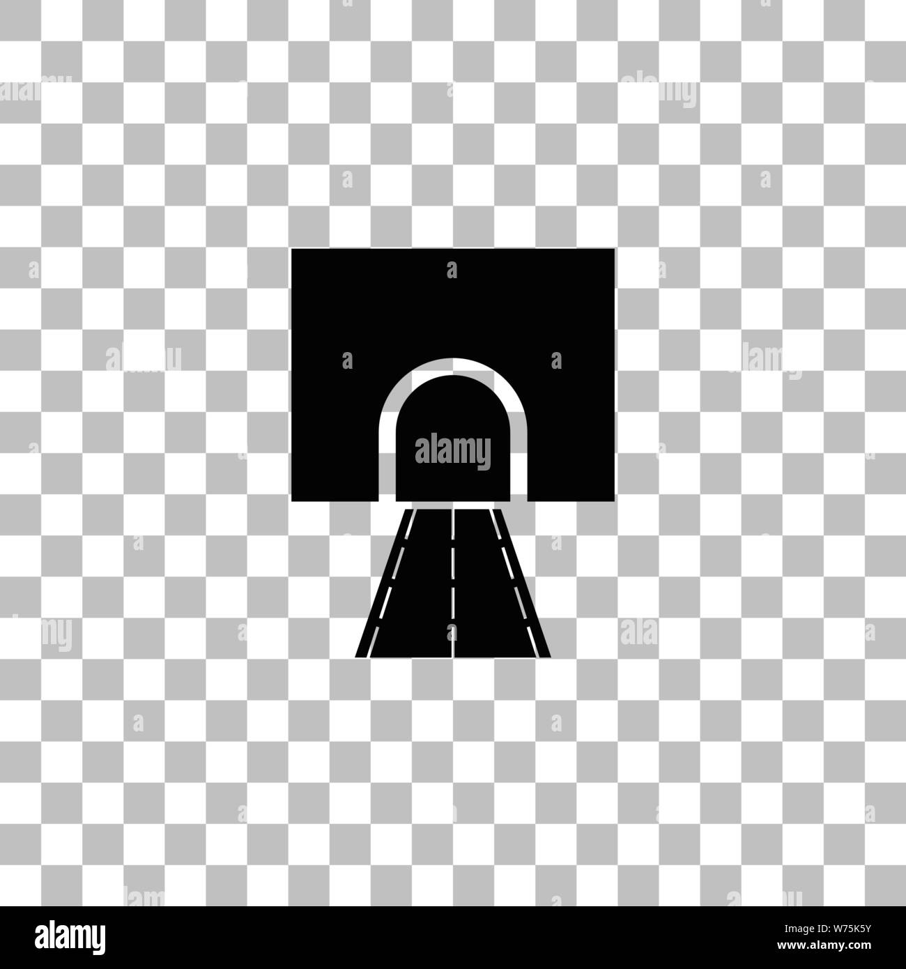 Road tunnel. Black flat icon on a transparent background. Pictogram for ...